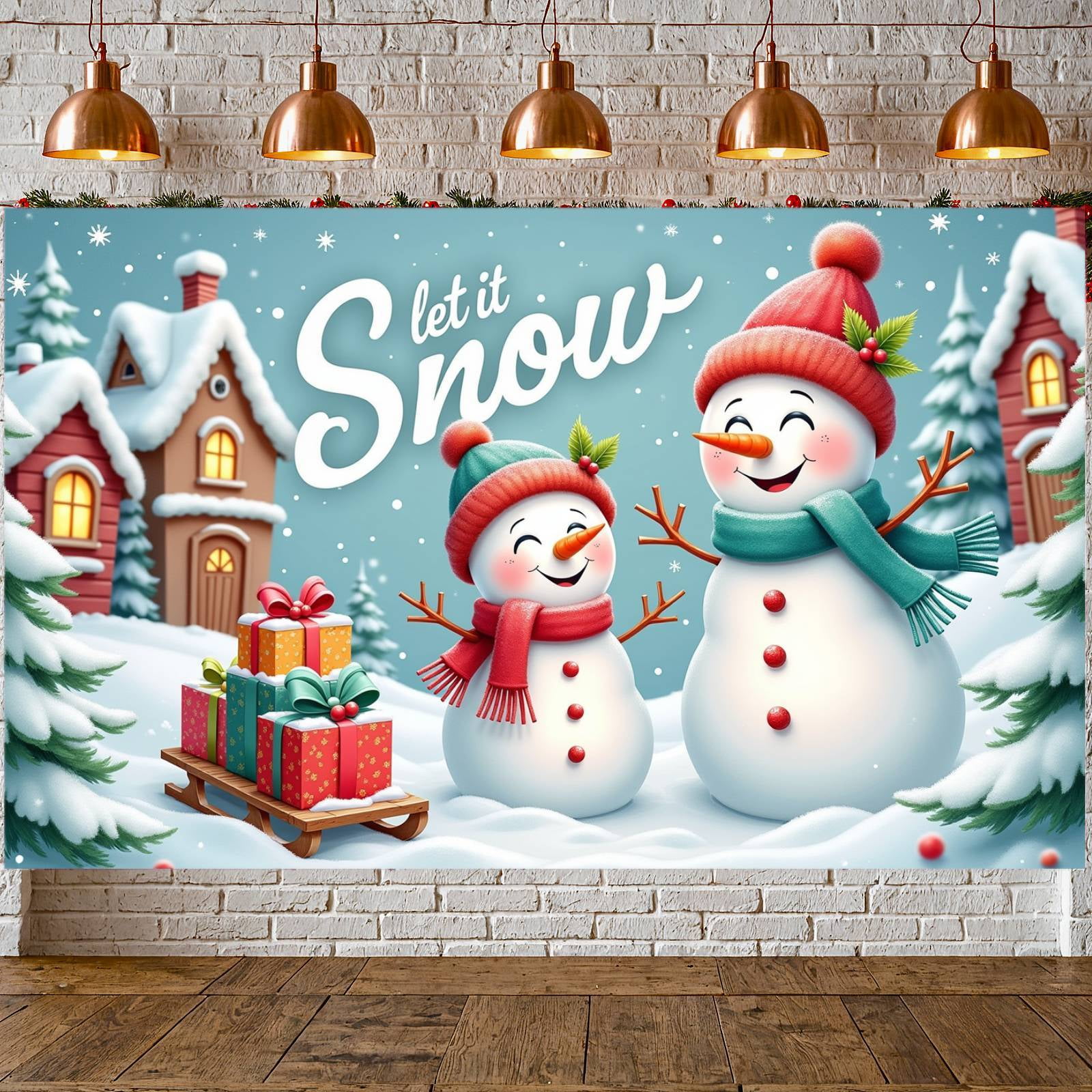 Snowman Theme Snowman Banner Festive Design Let it Snow Banner Colorful ...