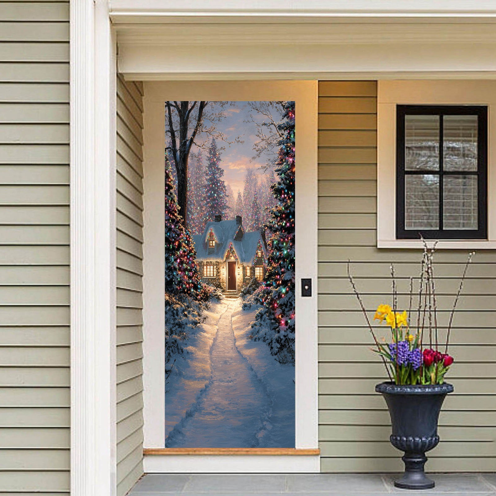 Snowman Themed Holiday Door Sign Decorative Tapestry for Festive Party ...