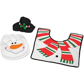 Snowman Bathroom Toilet Seat Cover And Rug Set