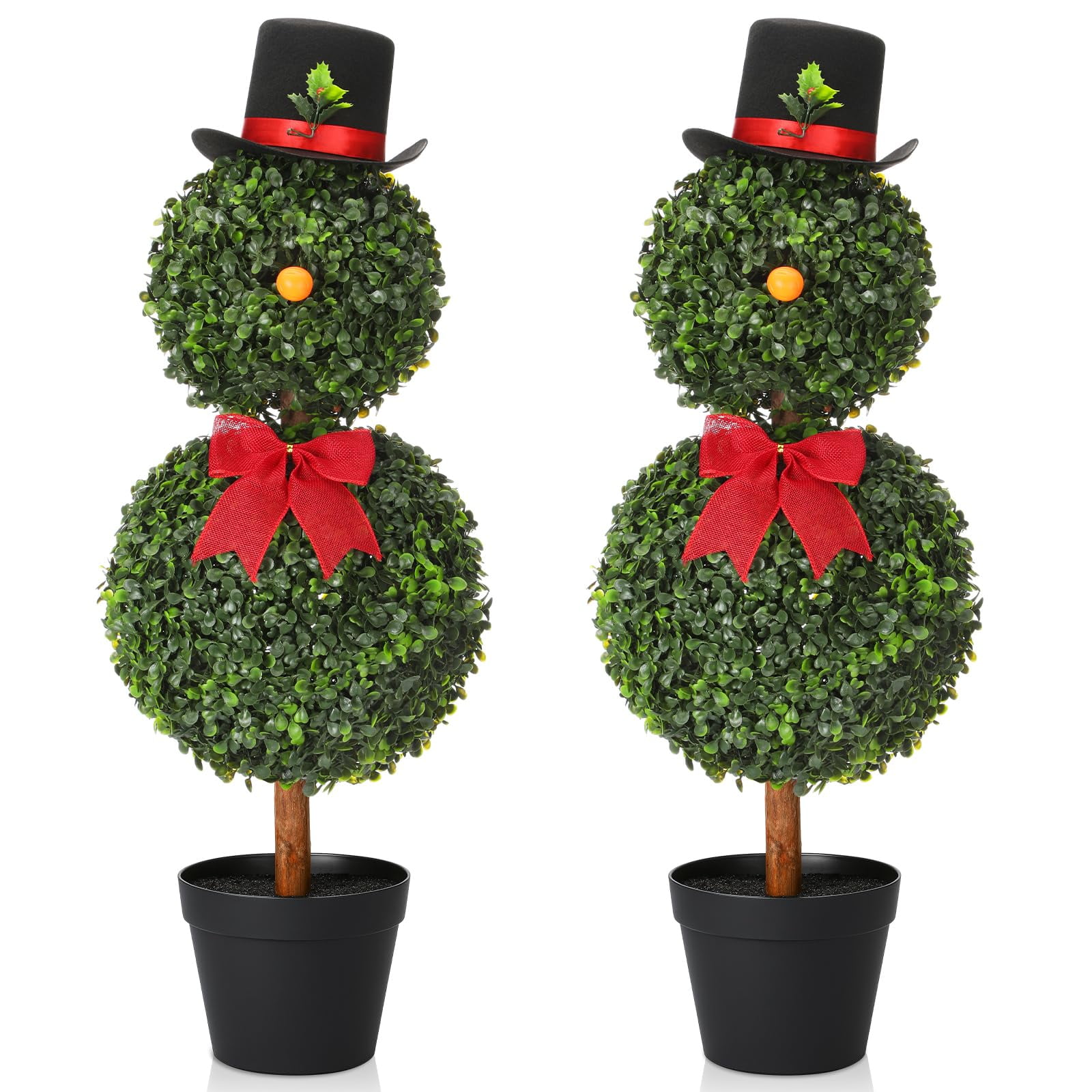 Snowman Topiary Christmas Decoration 2 Packs 34 Inch Artificial Snowman ...