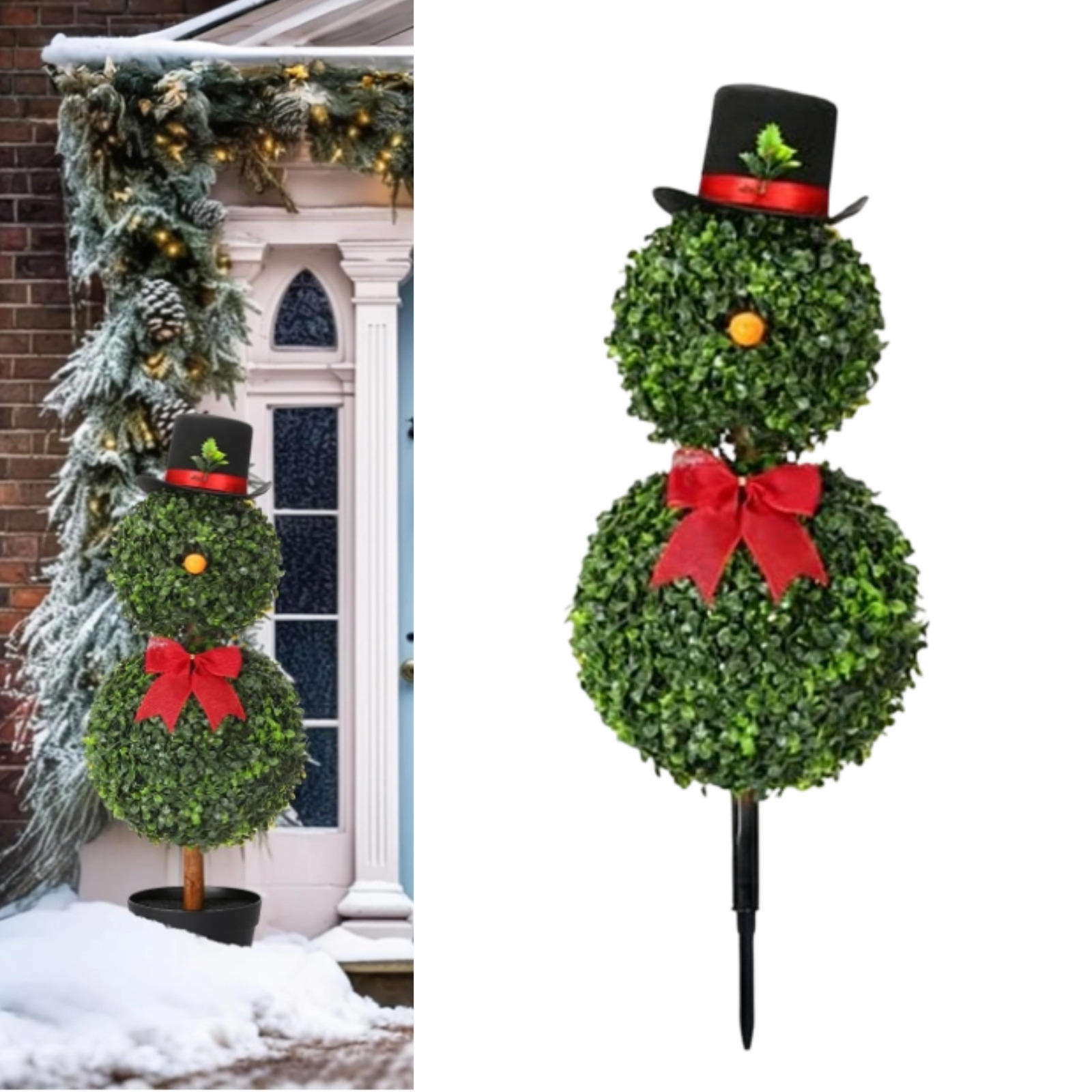 Snowman Topiary Christmas Decoration 33.46'' Artificial Snowman Shaped ...