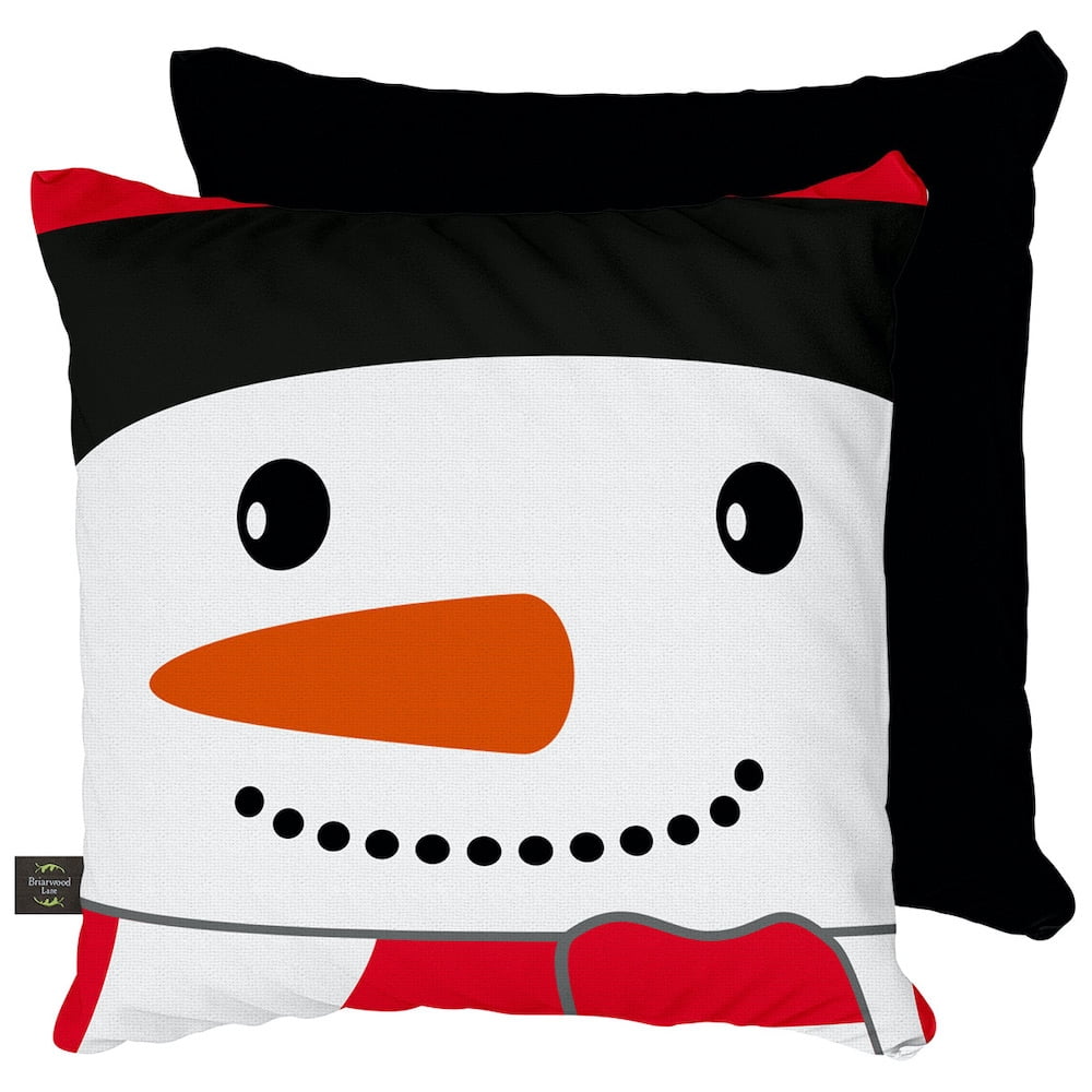 Snowman Winter Decorative Pillow Snowman Face Indoor Outdoor 17" x 17 ...