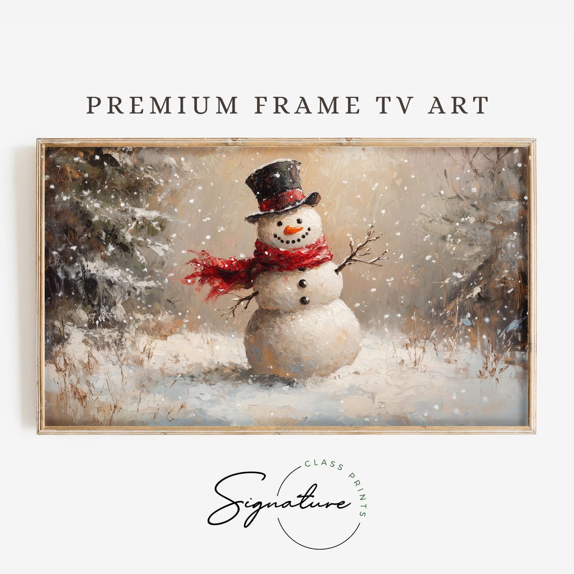 Snowman With Red Scarf And Top Hat Frame Art, Winter Decor, Rustic Art ...