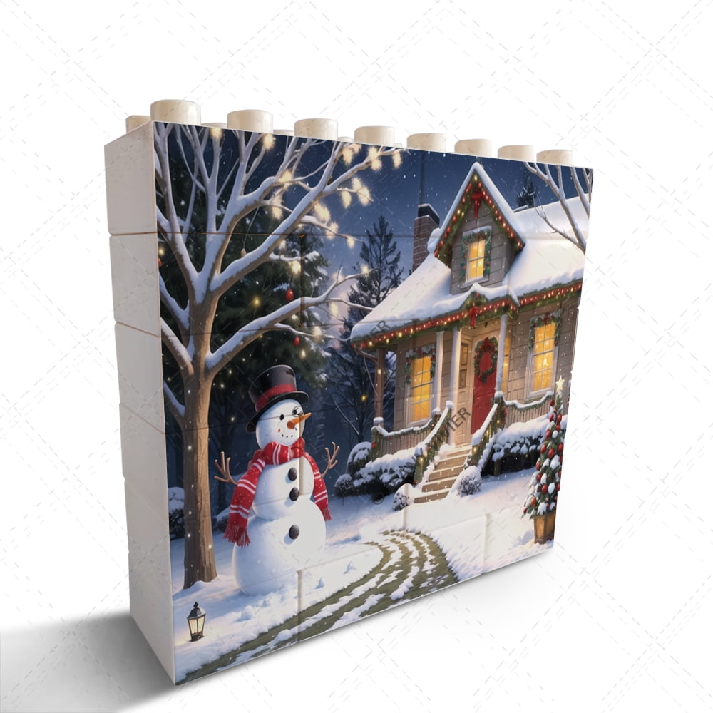 Snowman and Cabin Picture Home Office Desk Cubicle Shelf Decor Creative ...