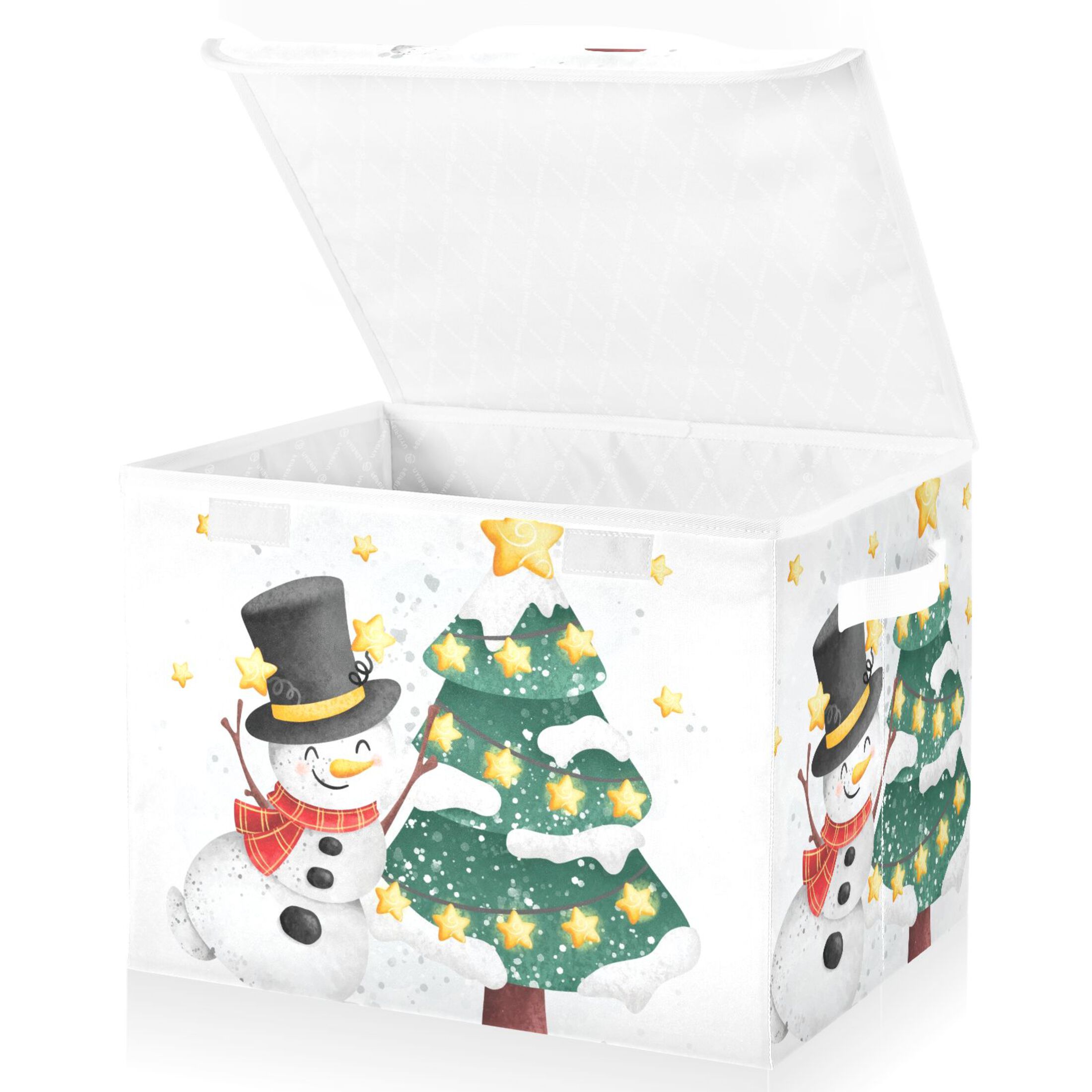Snowman and Christmas Tree Large Lidded Bin Foldable Storage Baskets ...