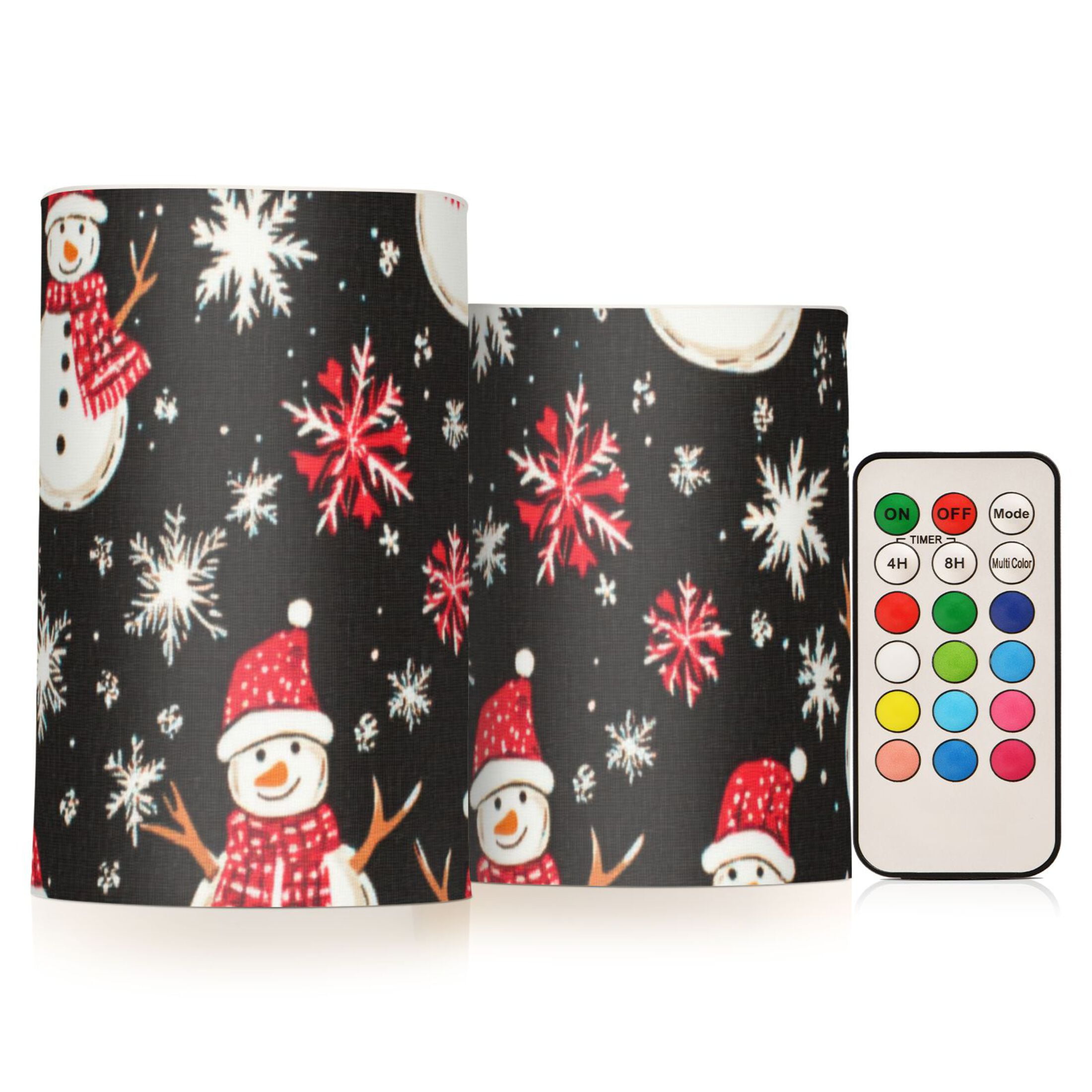 Snowman and Snowflakes Flickering Flameless Candles Battery Operated ...
