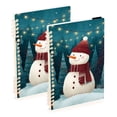 Snowman in Christmas Tree Forest Night Notebook Detachable Coil ...