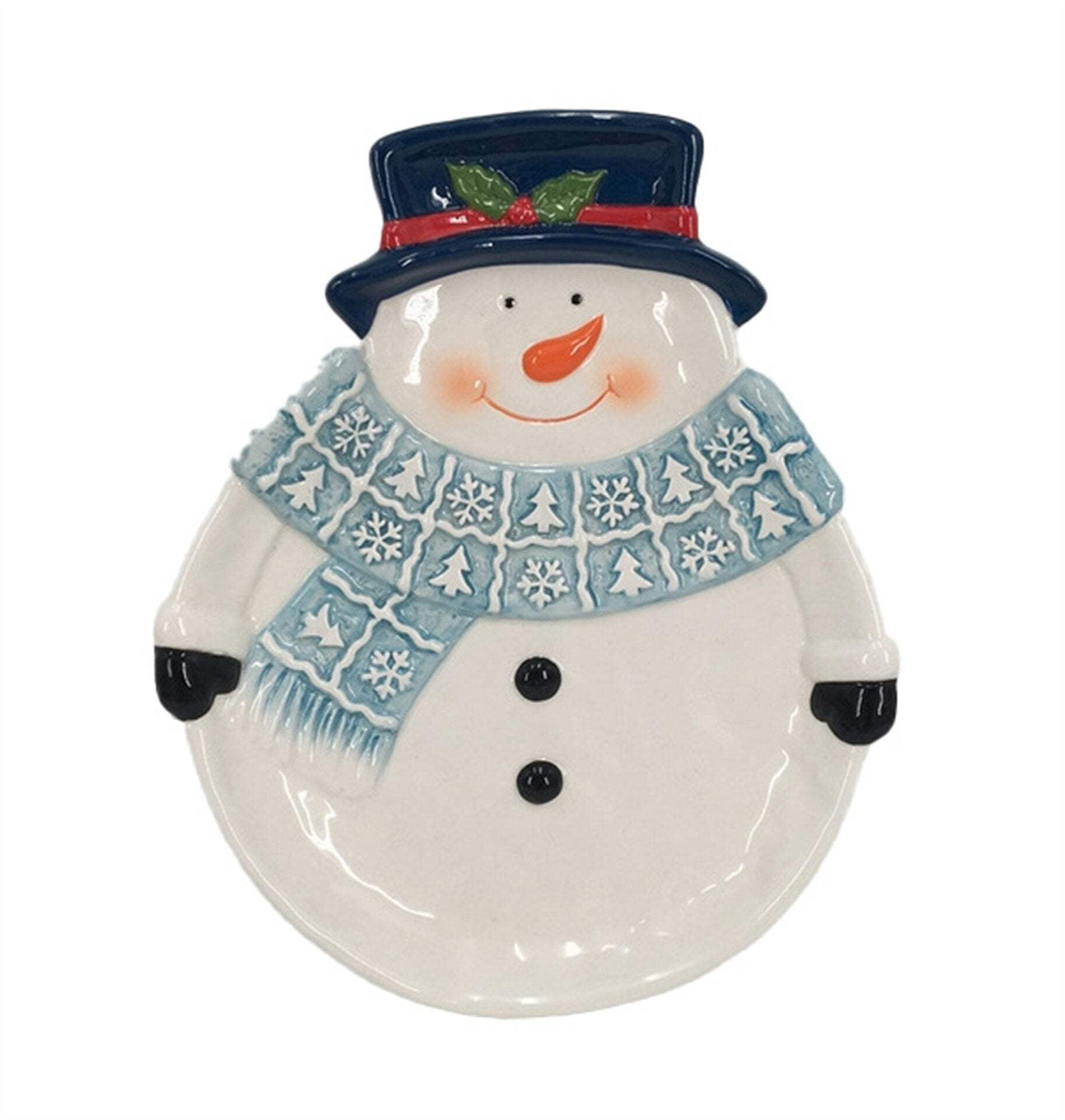 Snowman plate ceramic 11" X 9" X 1.25" Blue - Walmart.com