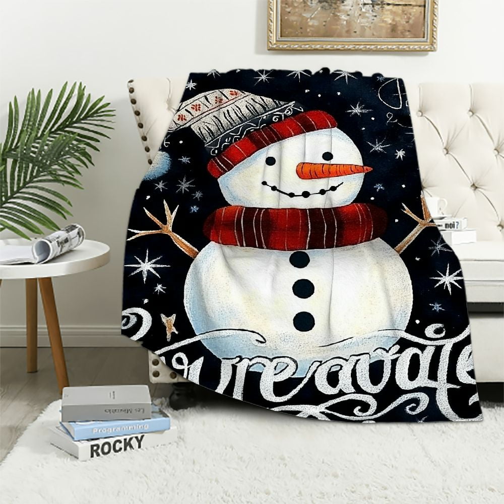 Snowman stars Flannel Throw Blankets for Boys Grils Home long-lasting ...