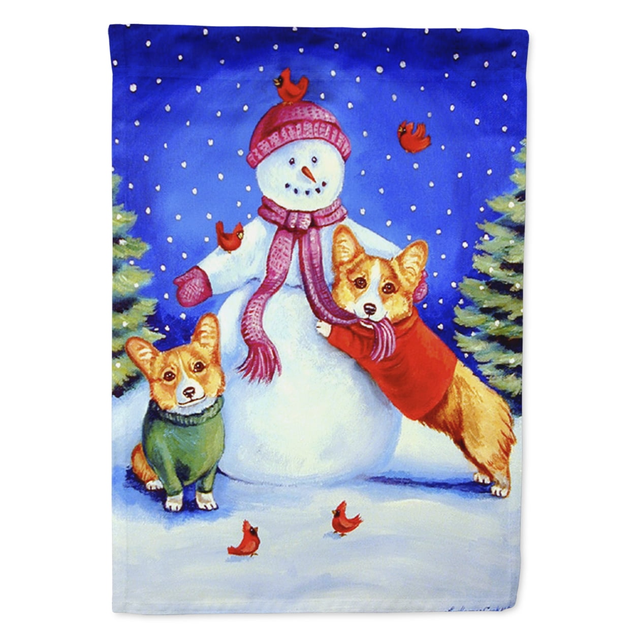 Snowman with Corgi Flag Canvas House Size - Walmart.com