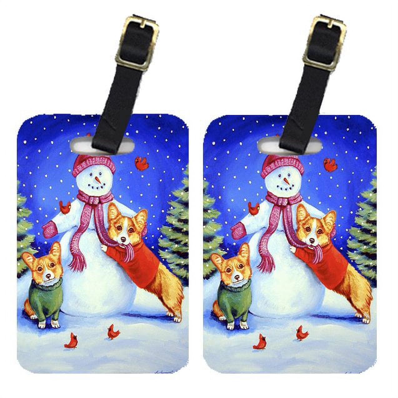 Snowman with Corgi Luggage Tags Pair of 2 - Walmart.com