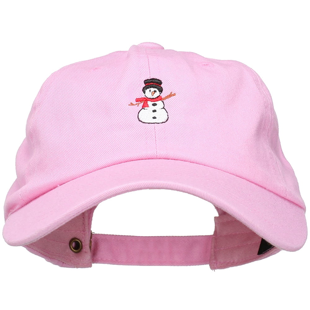 Snowman with Scarf Embroidered Unstructured Cap - Lt Pink OSFM ...