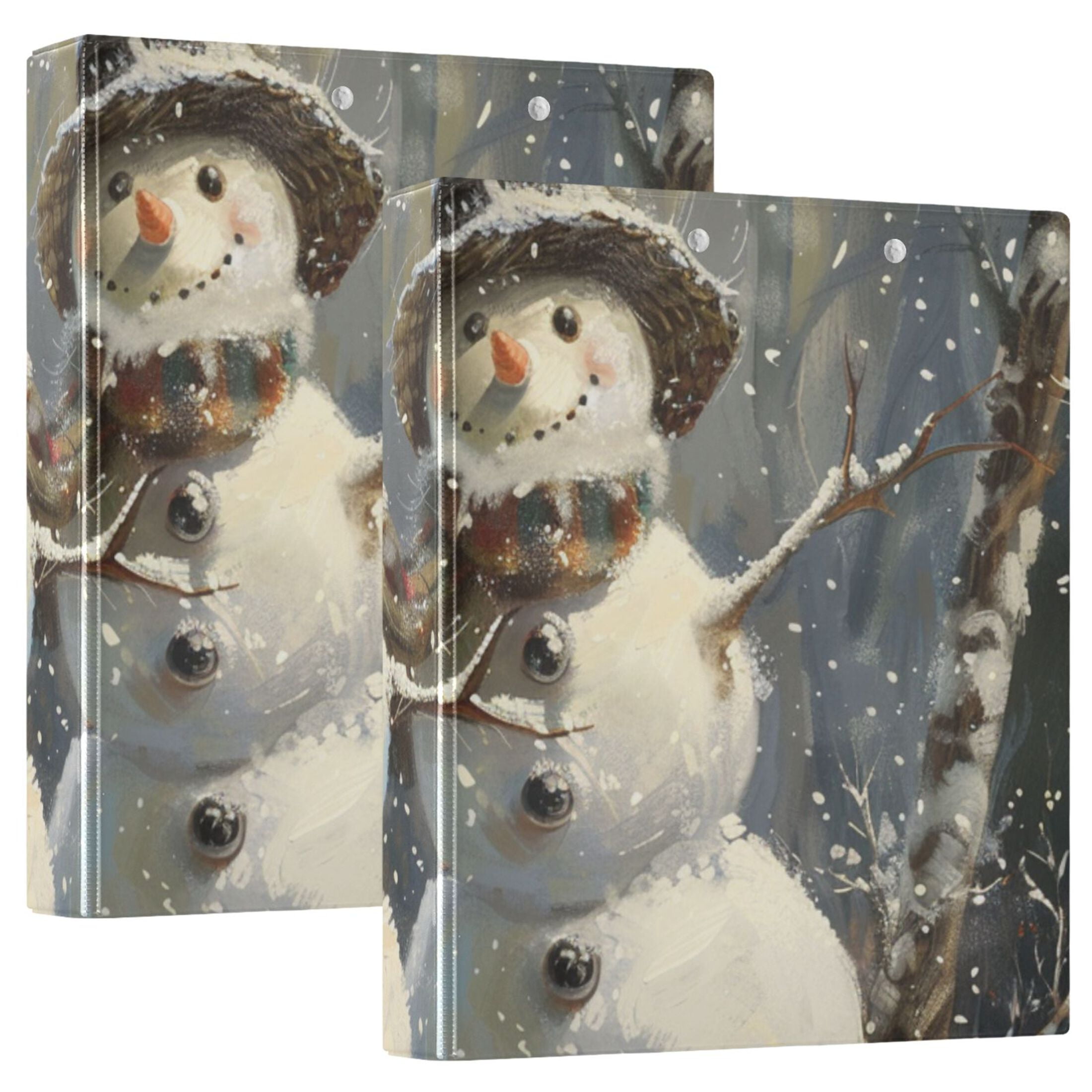 Snowmans Gray 3 Ring Binders 1.5 inch Hardcover File Folders with ...