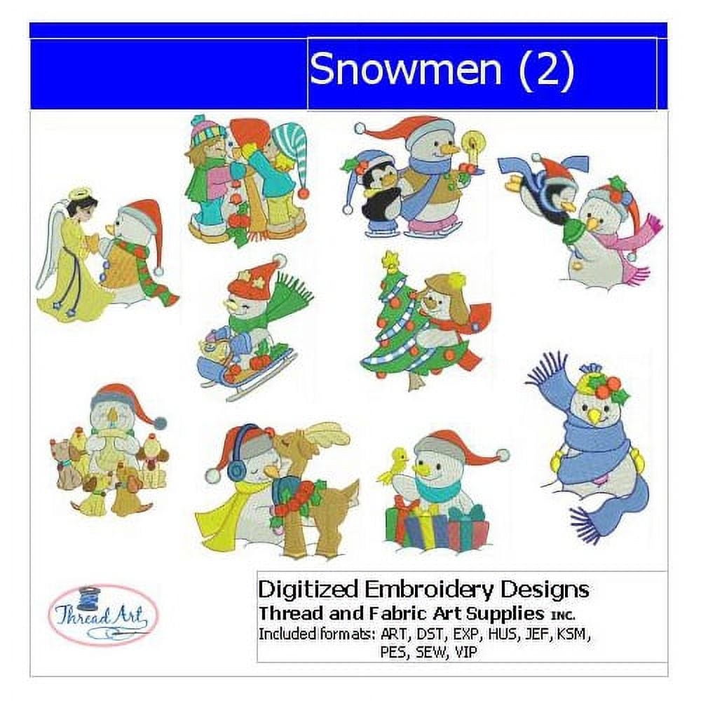Snowmen(2) Embroidery Designs - All Popular Formats Included - Loaded ...