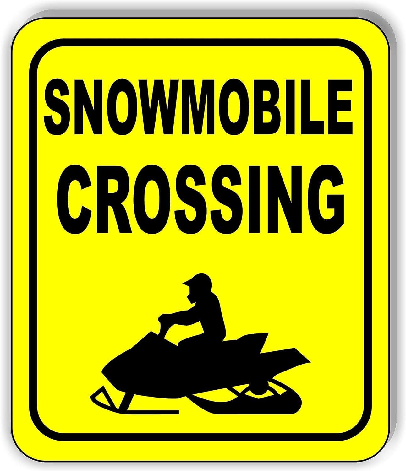 Snowmobile Crossing Fast Yellow Aluminum Composite Outdoor Sign 15" x18 ...