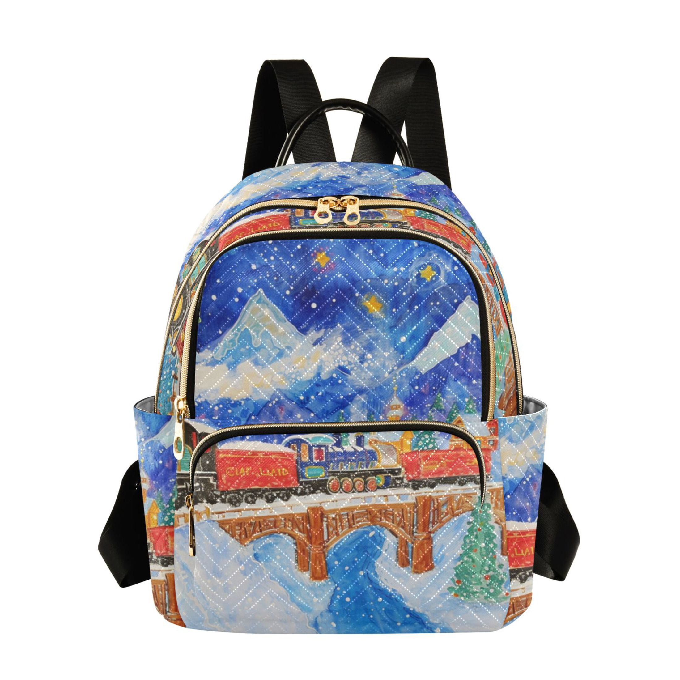 Snowpiercer Railway Snow Mountains Moon Stars Winter Quilted Backpack ...