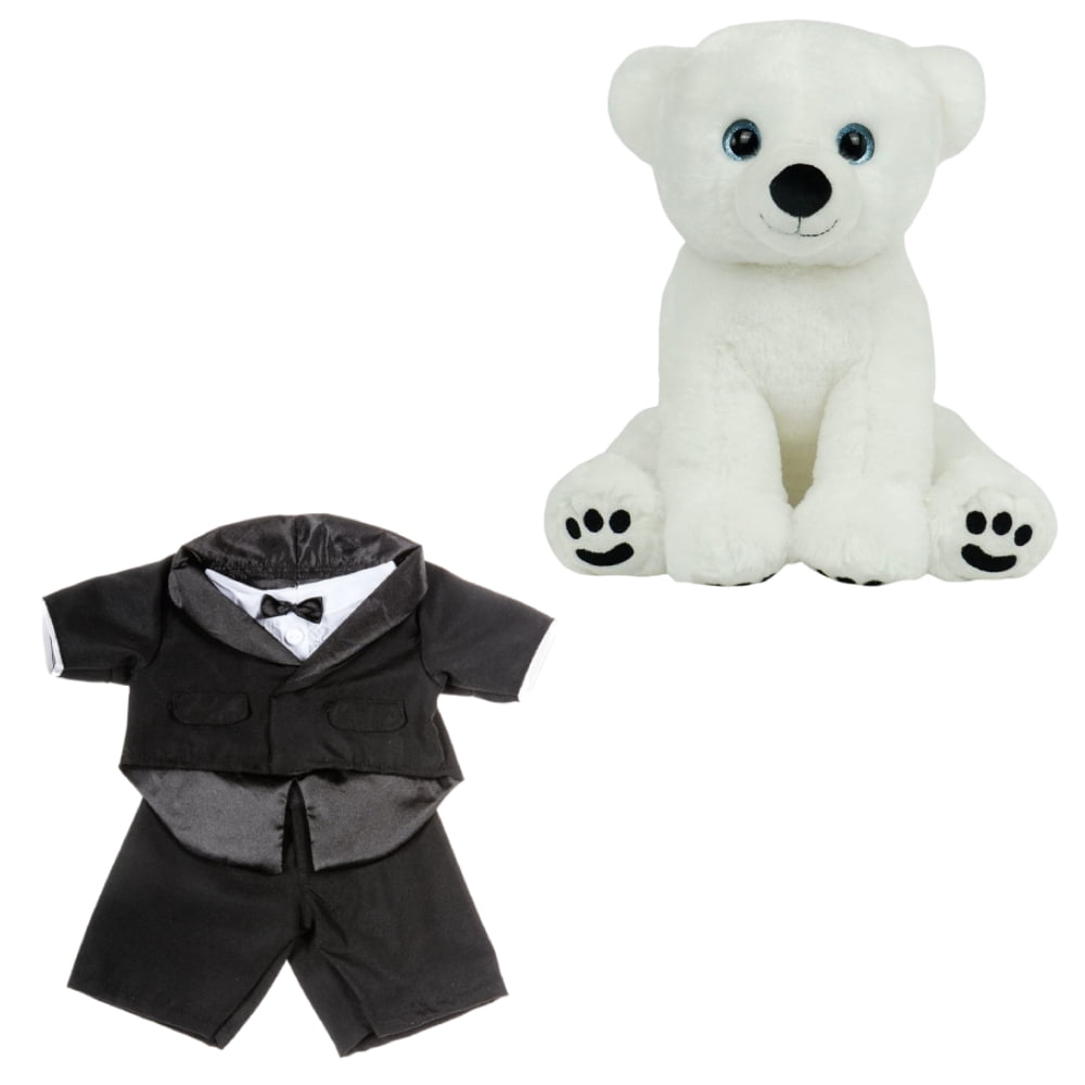 Snowpuff Polar Bear 16 inch with Tuxedo Outfit Plush Toy, Adorable ...