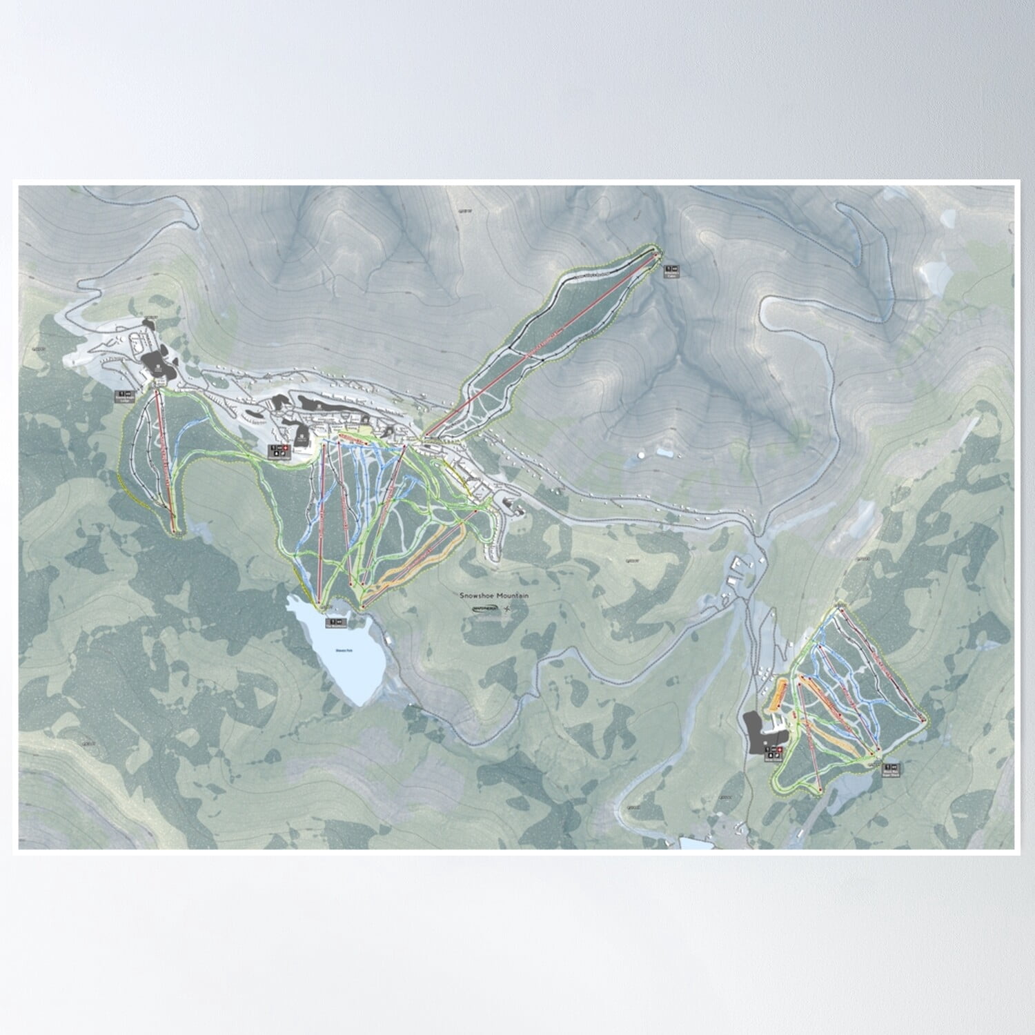 Snowshoe Mountain Resort Trail Map Poster Wall Art, Modern Wall Decor ...