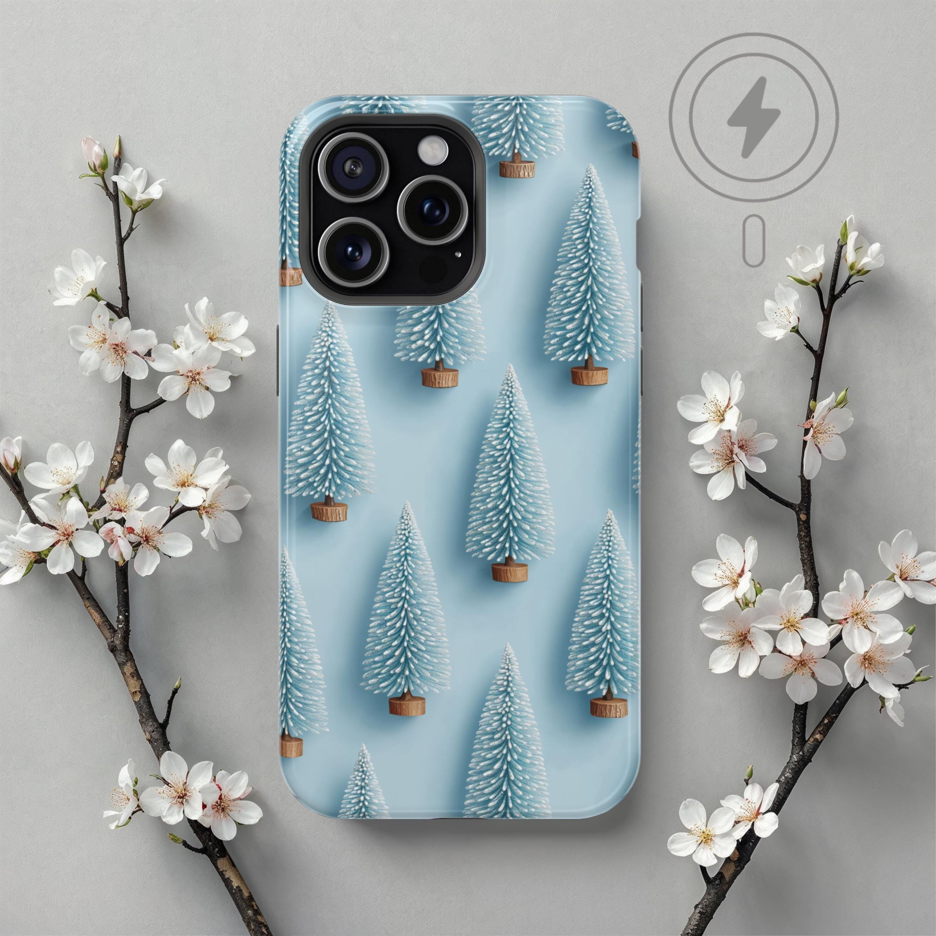 Snowy Bottlebrush Tree Phone Case Winter Village Scene for iPhone 17 11 ...