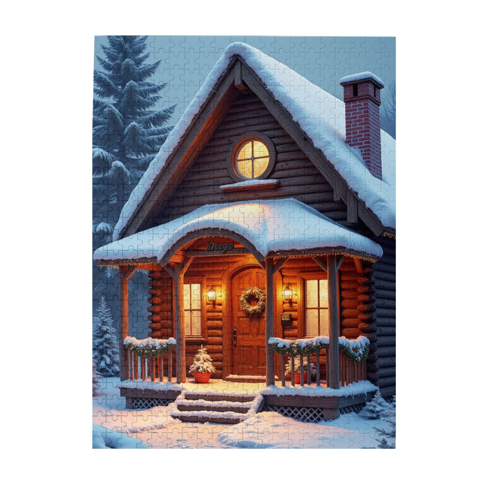 Snowy Cabin 500 Piece Adult Jigsaw Puzzle Winter Wonderland Log Cabin ...