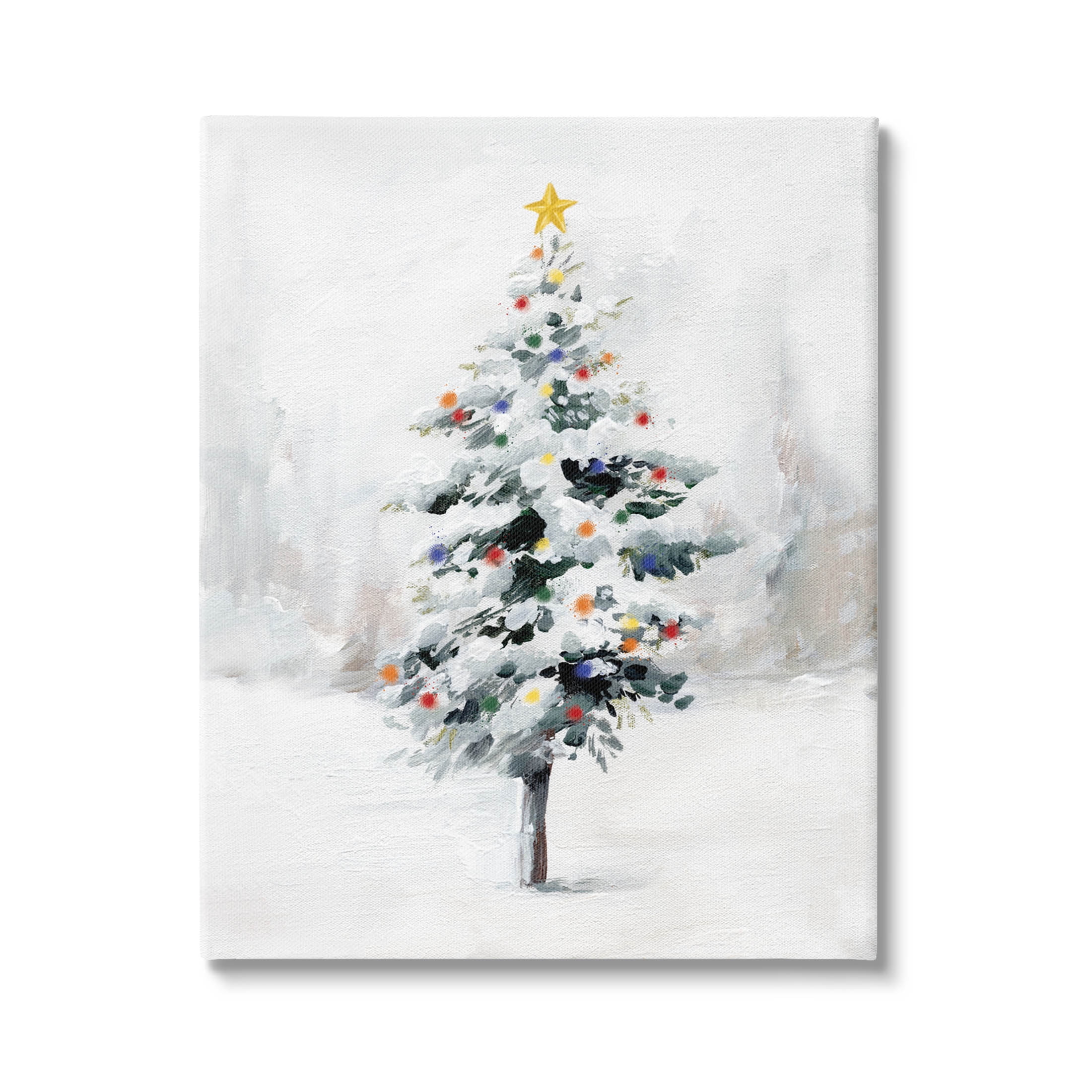Snowy Christmas Tree Landscape Holiday Graphic Art Gallery Wrapped ...