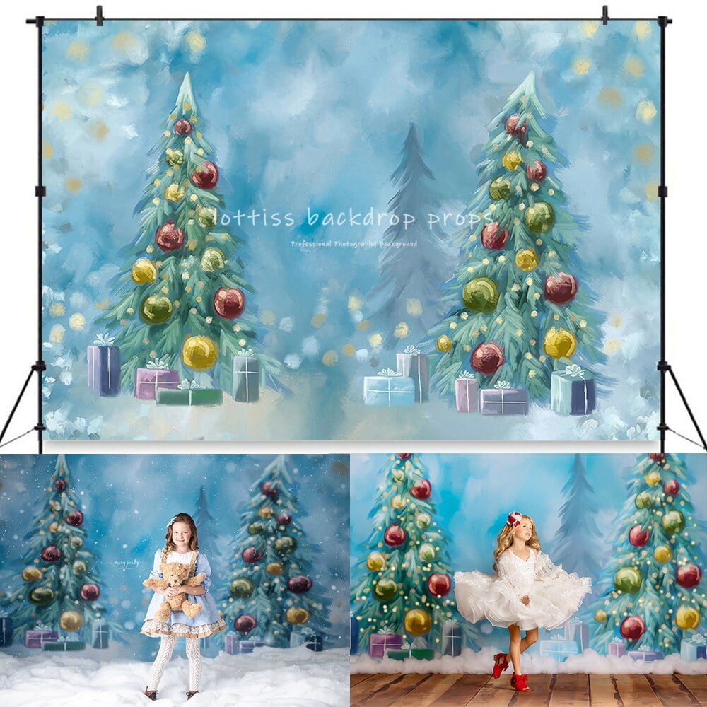 Snowy Christmas Trees Backdrops Kids Adult Portrait Props Winter ...