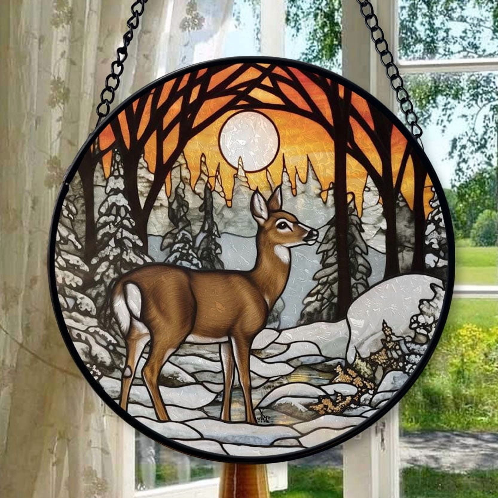 Snowy Doe: Stained Glass-Style Christmas Ornament - Made With Real ...