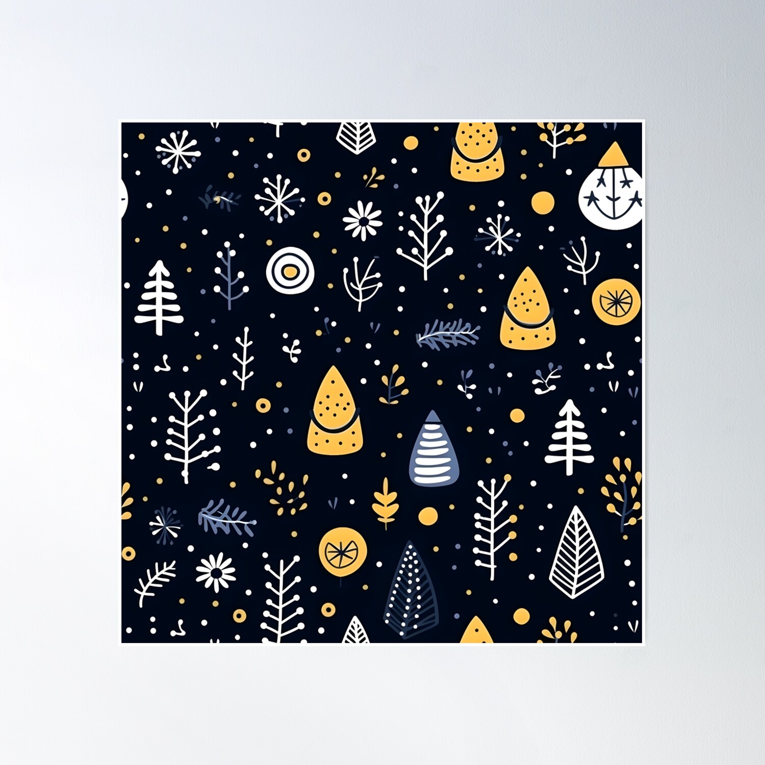 Snowy Forest Shimmer Poster Wall Art, Modern Wall Decor, 24x24 UNFRAMED ...