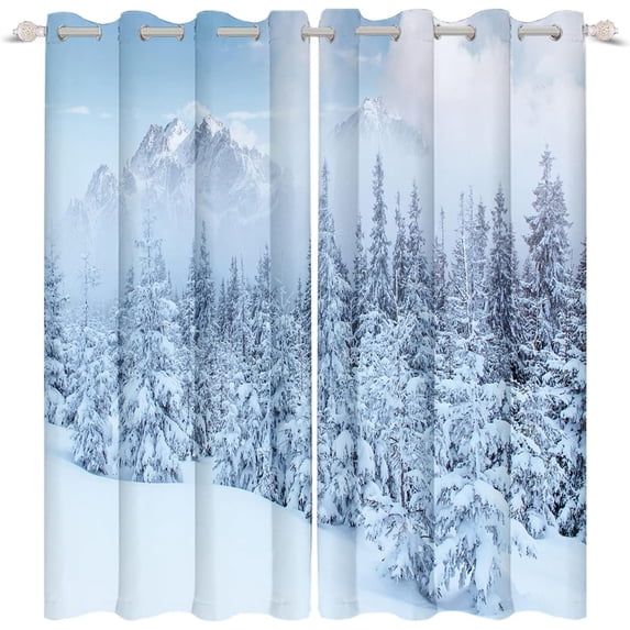 Snowy Forest Soft Window Curtain, Ice And Snow 3D Valance Pattern ...