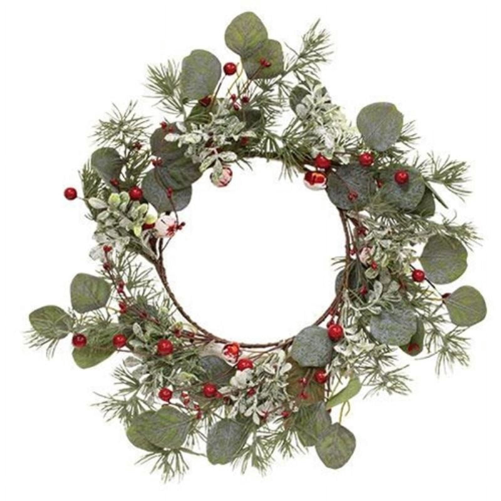 Snowy Holiday Red Berry & Bell Wreath - Walmart.com
