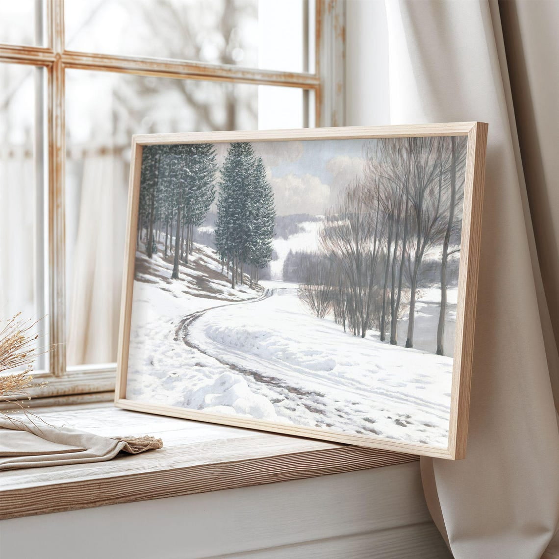 Snowy Landscape Print, Snowy Wall Art, Rustic Snow Scene, Winter Wall ...