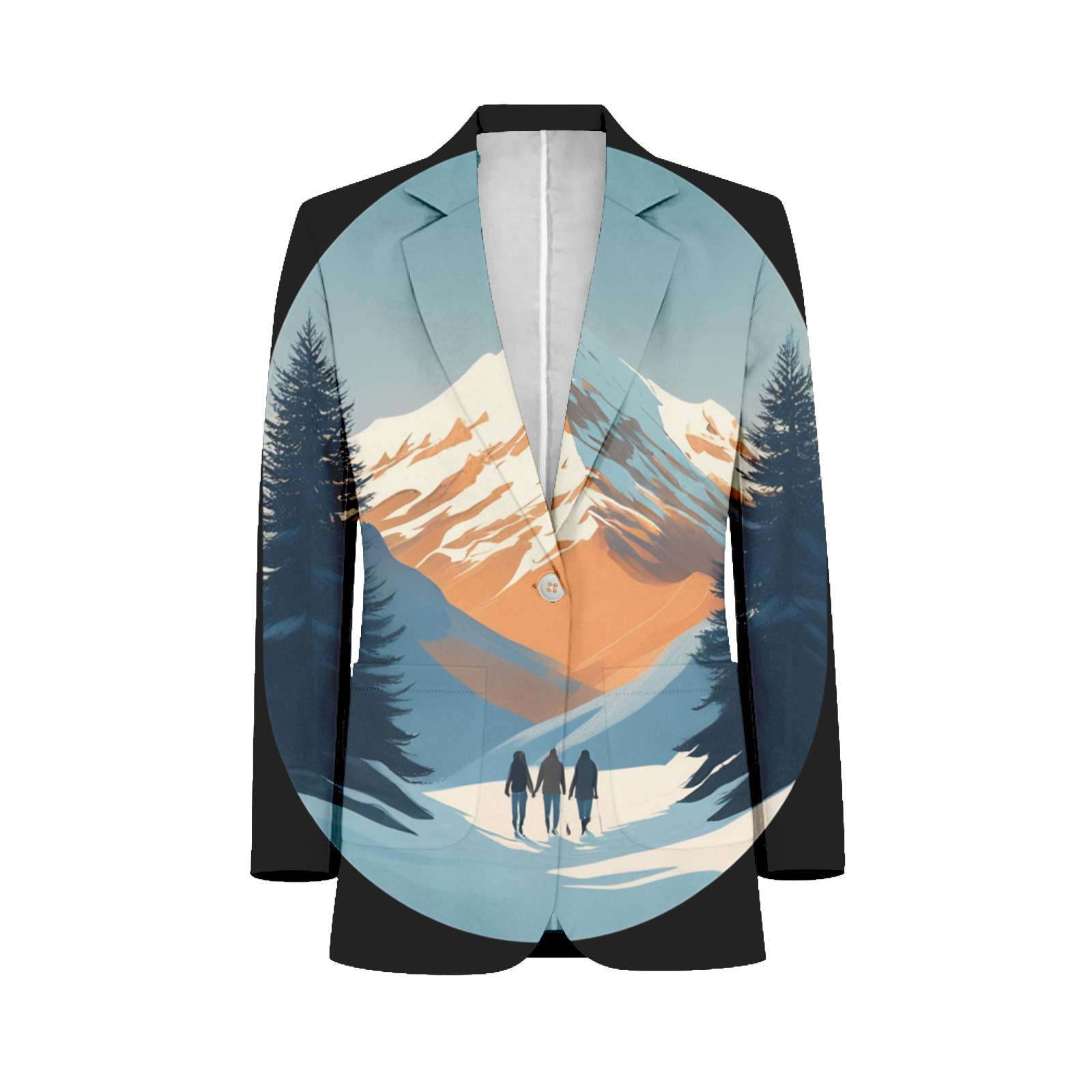 Snowy Mountain Adventure Mens Suits Shawl Collar Slim Fit Suit Mens ...