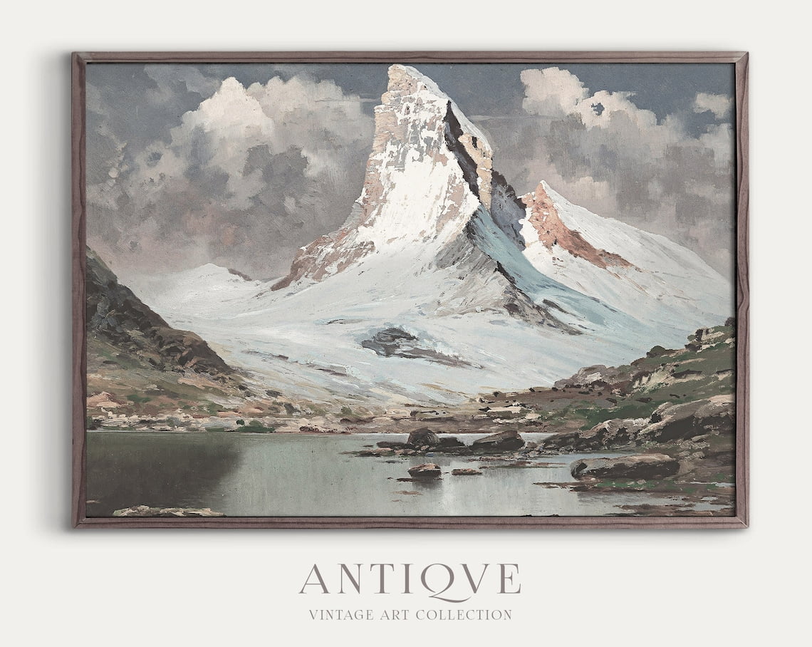 Snowy Mountain Landscape, Country Lodge Poster, , 022 UNFRAMED Poster ...