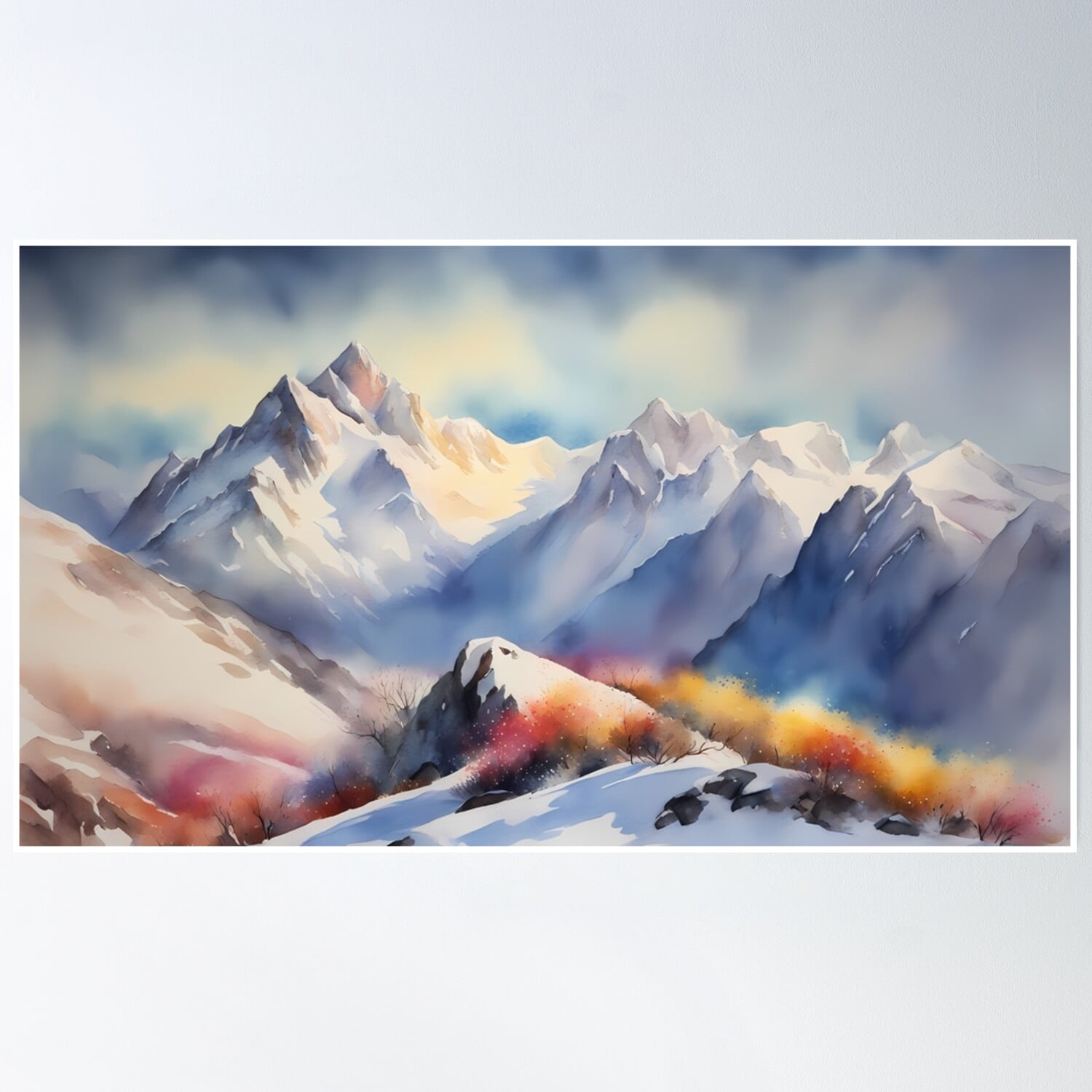 Snowy Mountain Range Poster Wall Art, Modern Wall Decor, 8x12 UNFRAMED ...