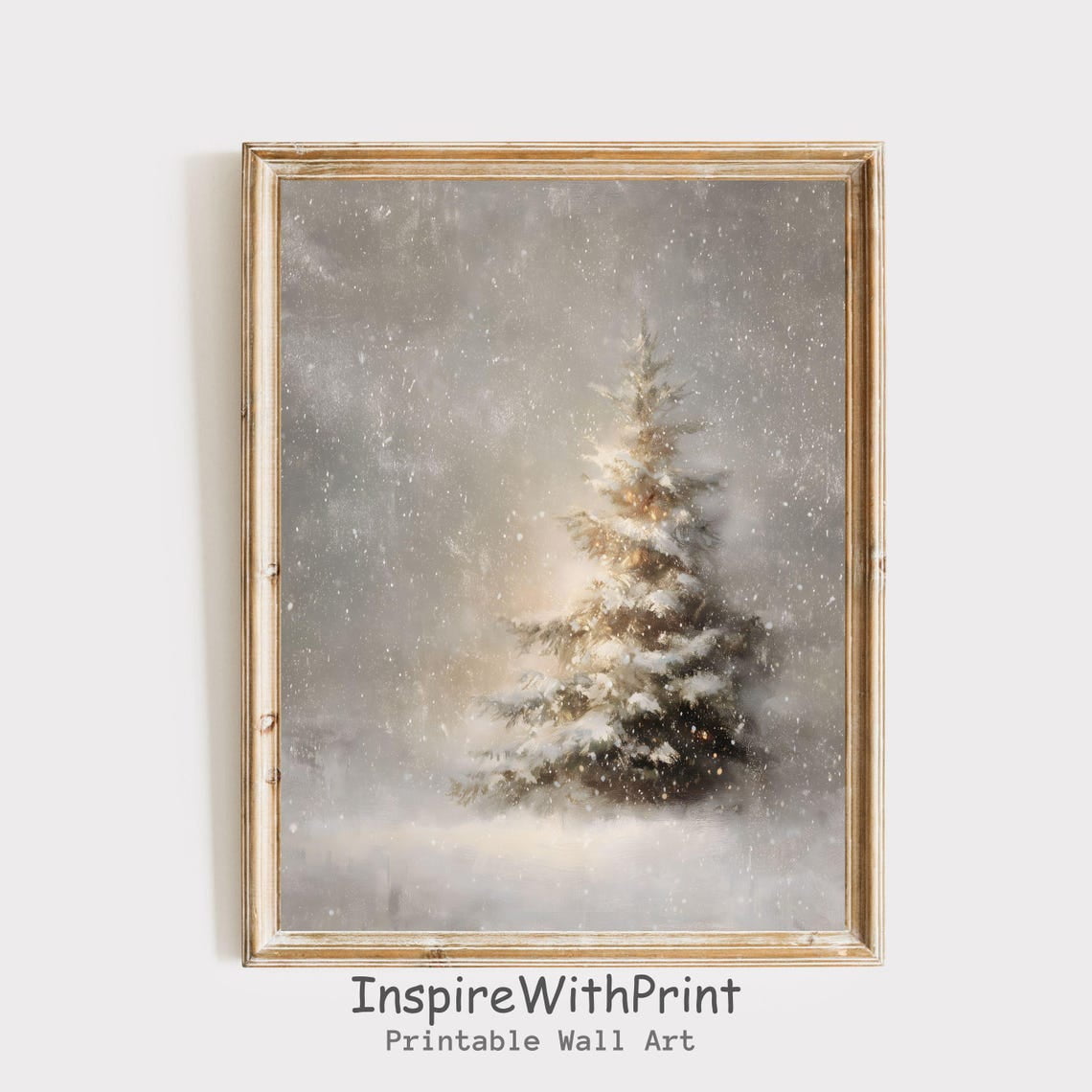 Snowy Pine Tree , Moody Winter print, Vintage Winter Holiday Farmhouse ...