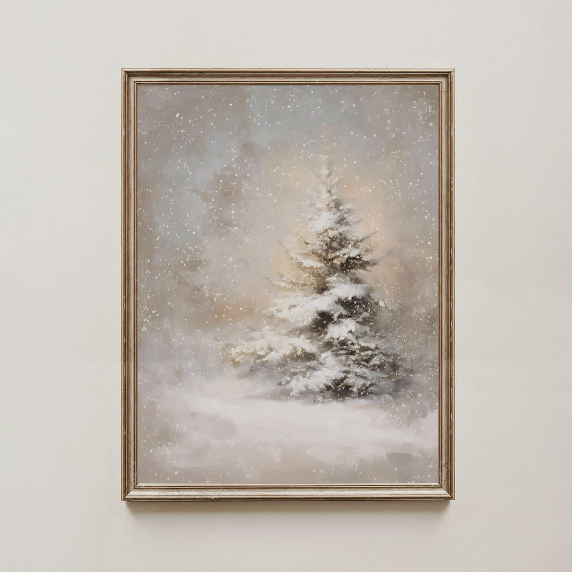 Snowy Pine Tree , Moody Winter print, Vintage Winter Holiday Farmhouse ...