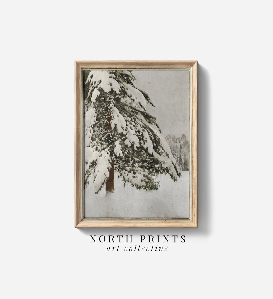 Snowy Pine Tree Vintage Winter Poster, Stretched Size 12x18 - Walmart.com