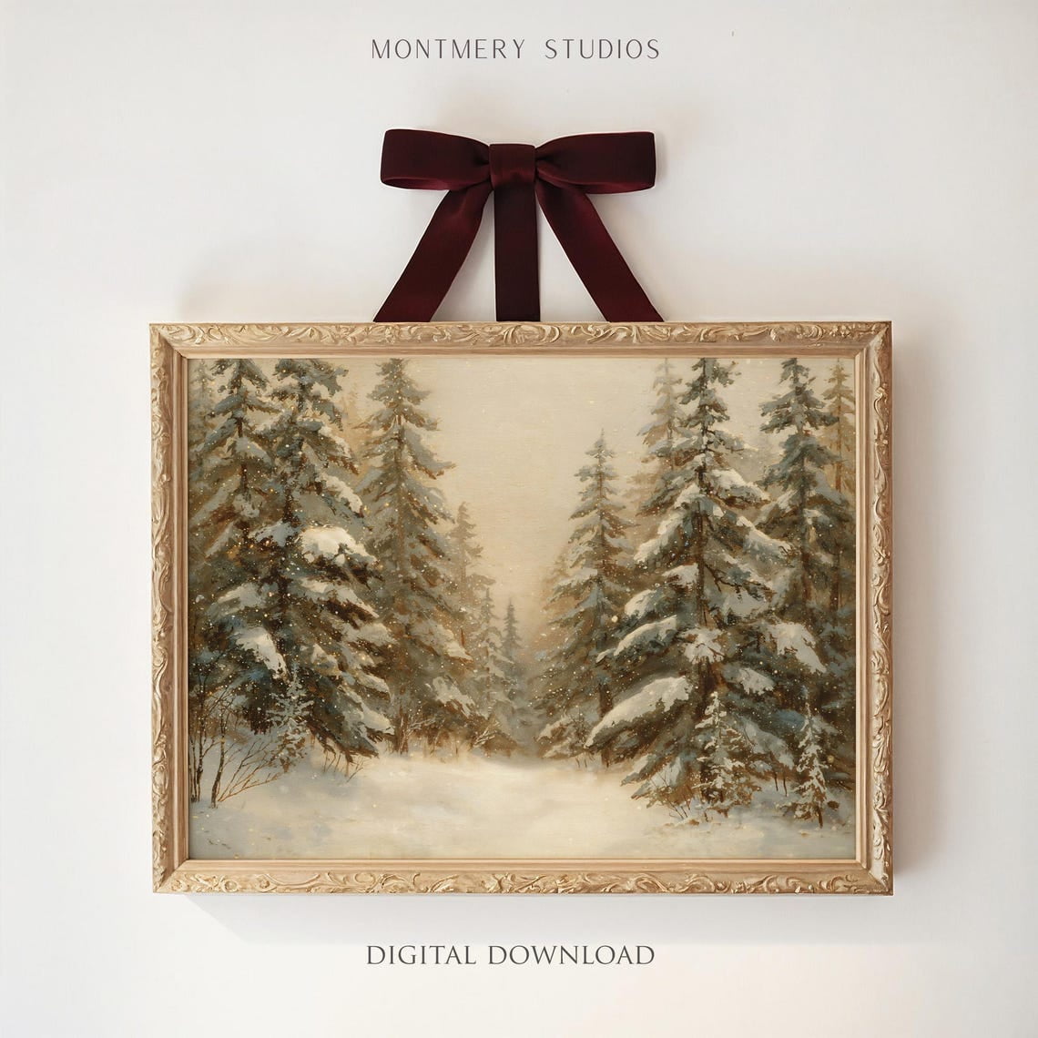 Snowy Pine Trees Wall Art Poster, Forest Art Print Poster, Winter Pine ...