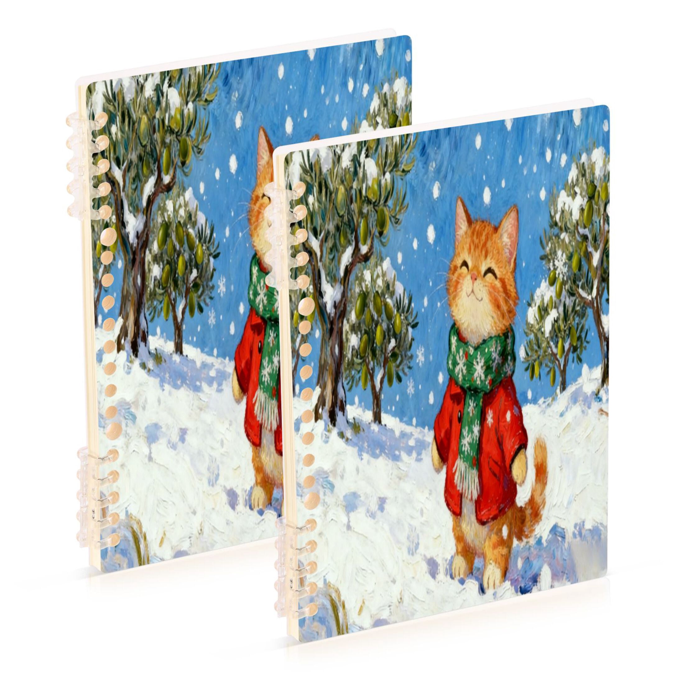 Snowy Plump Orange Cat Notebook College Horizontal Grid Paper 2 Pack ...
