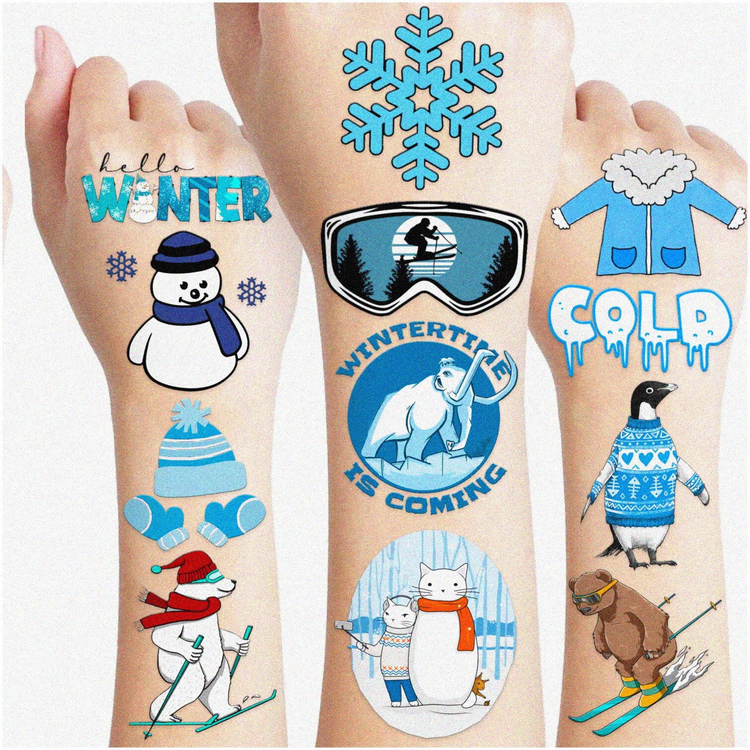 Snowy Sticker Bonanza - 100 Winter-Themed Temporary Stickers for Kids ...