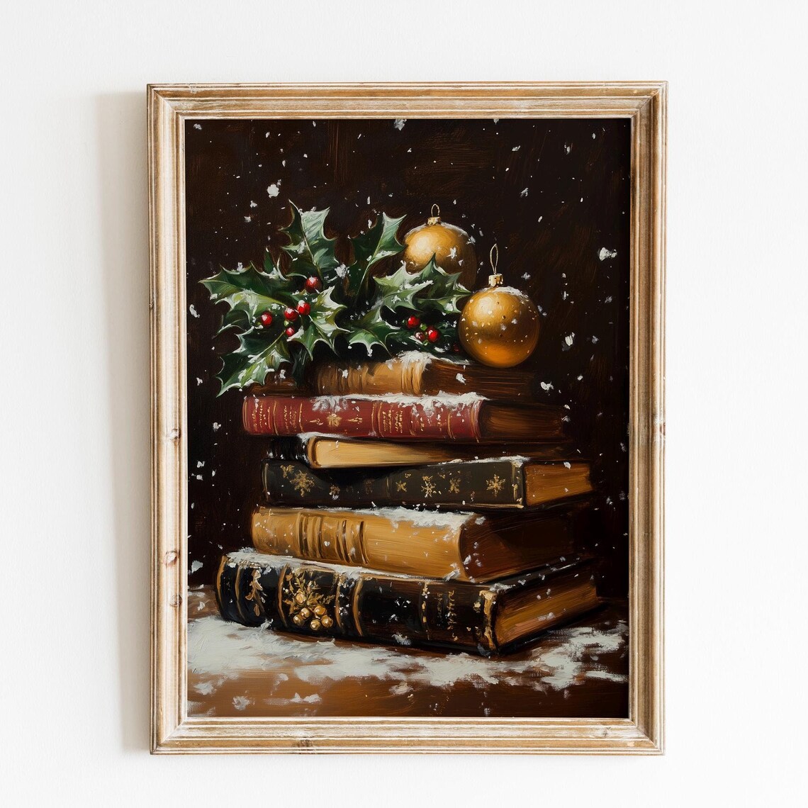 Snowy Still Life Poster, Rustic Winter Wall Art, Dark Academia Festive ...