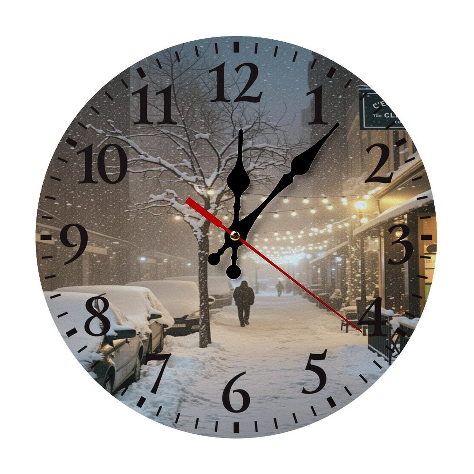 Snowy Street Lights Wall Clock Modern Design Clocks Wall Hanging Home ...