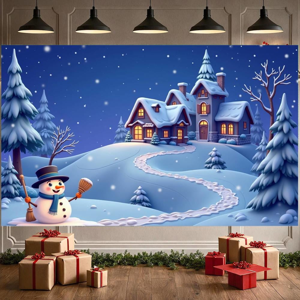 Snowy Theme Winter Banner Blue Tone Christmas Banner Christmas Winter ...