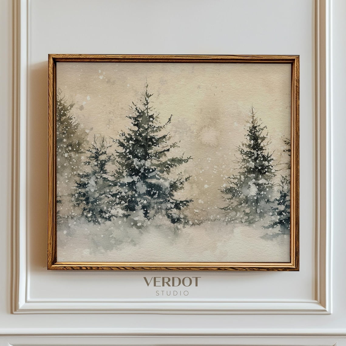 Snowy Trees Landscape Art Print Neutral Winter Scene Poster Minimal ...