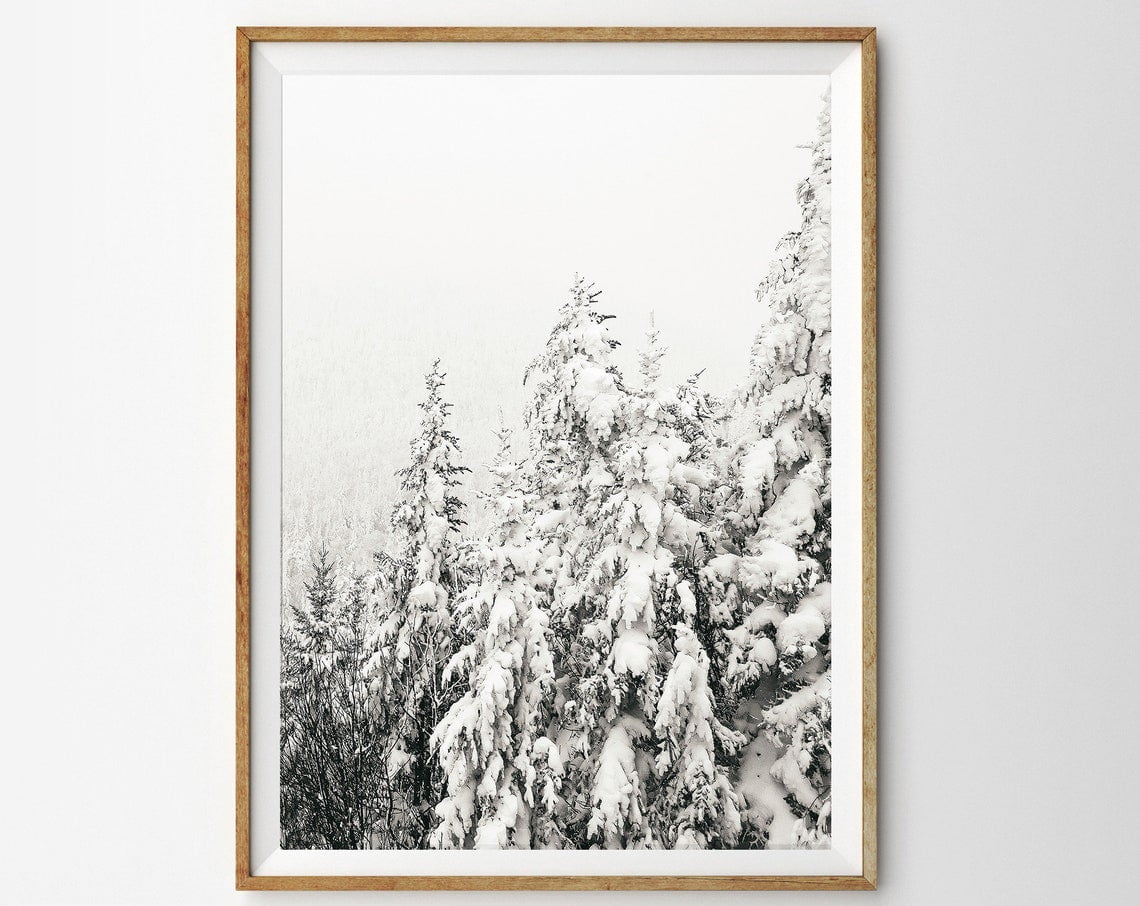 Snowy Trees Print Nordic Wall Art Prints Winter Decor Snow Covered ...