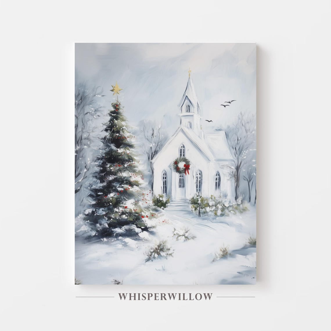 Snowy Winter Church Wall Art, Winter Scene, Magical Season, Religious ...