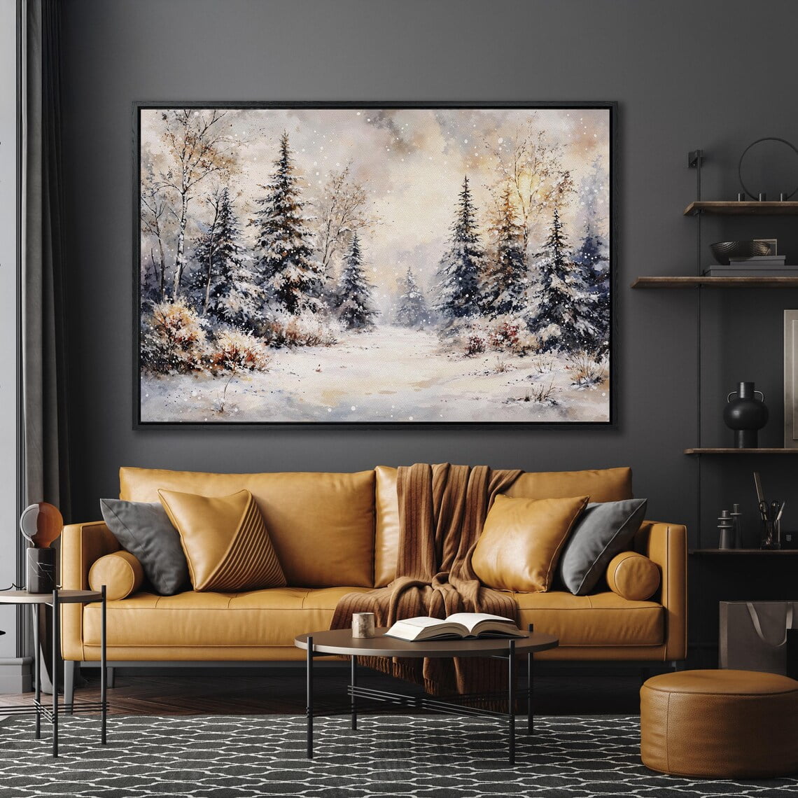 Snowy Winter Forest Scene, Winter Decor, Poster For Living Room, Wall ...