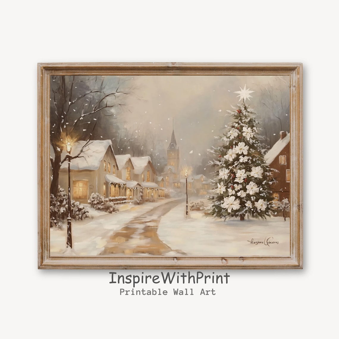 Snowy Winter Holiday Village Poster Winter Printable Wall Art, Winter ...