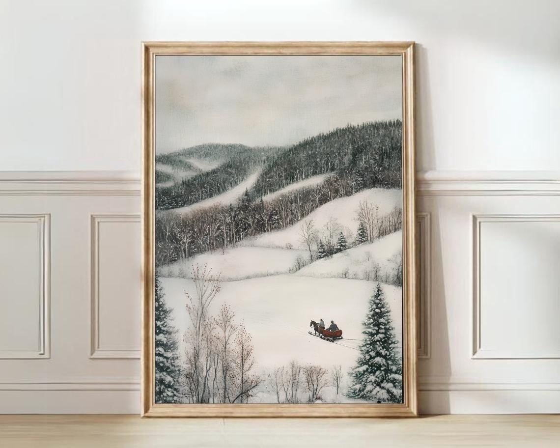 Snowy Winter Landscape Print Print Winter Wonderland Print Vintage ...
