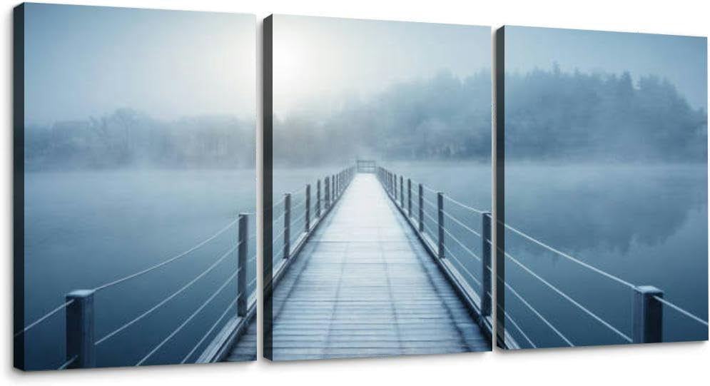 Snowy mountain ridge footprint blizzard 3 Piece Canvas Wall Art for ...